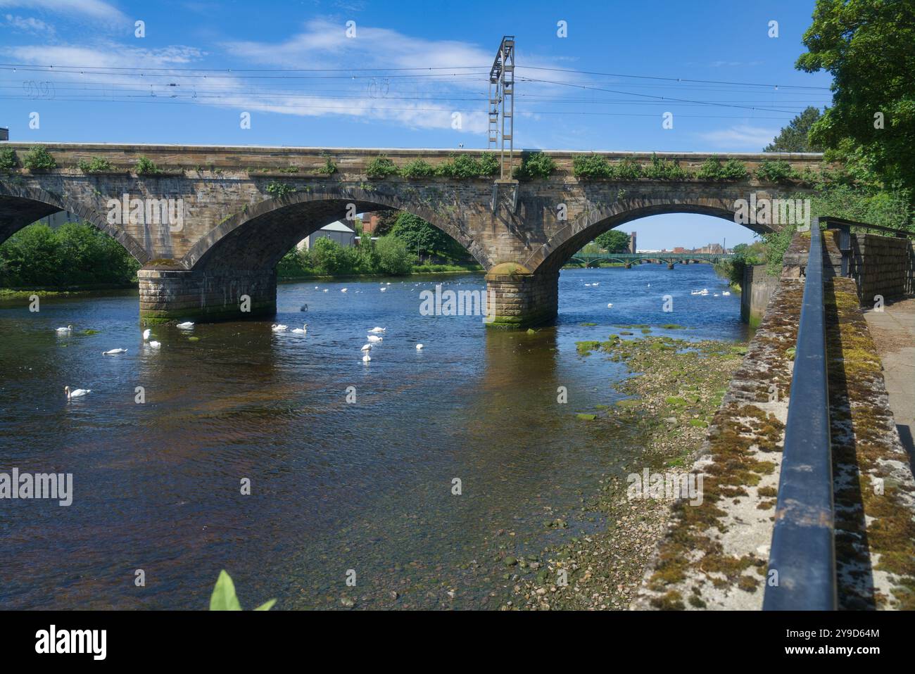 Photograph shows River Ayr flowing through Ayr town. Beautiful clear ...