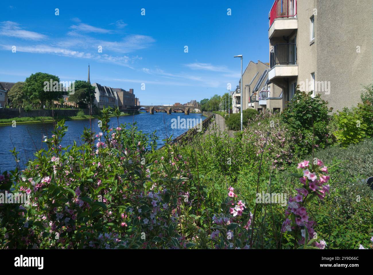 Photograph shows River Ayr flowing through Ayr town. Beautiful clear ...