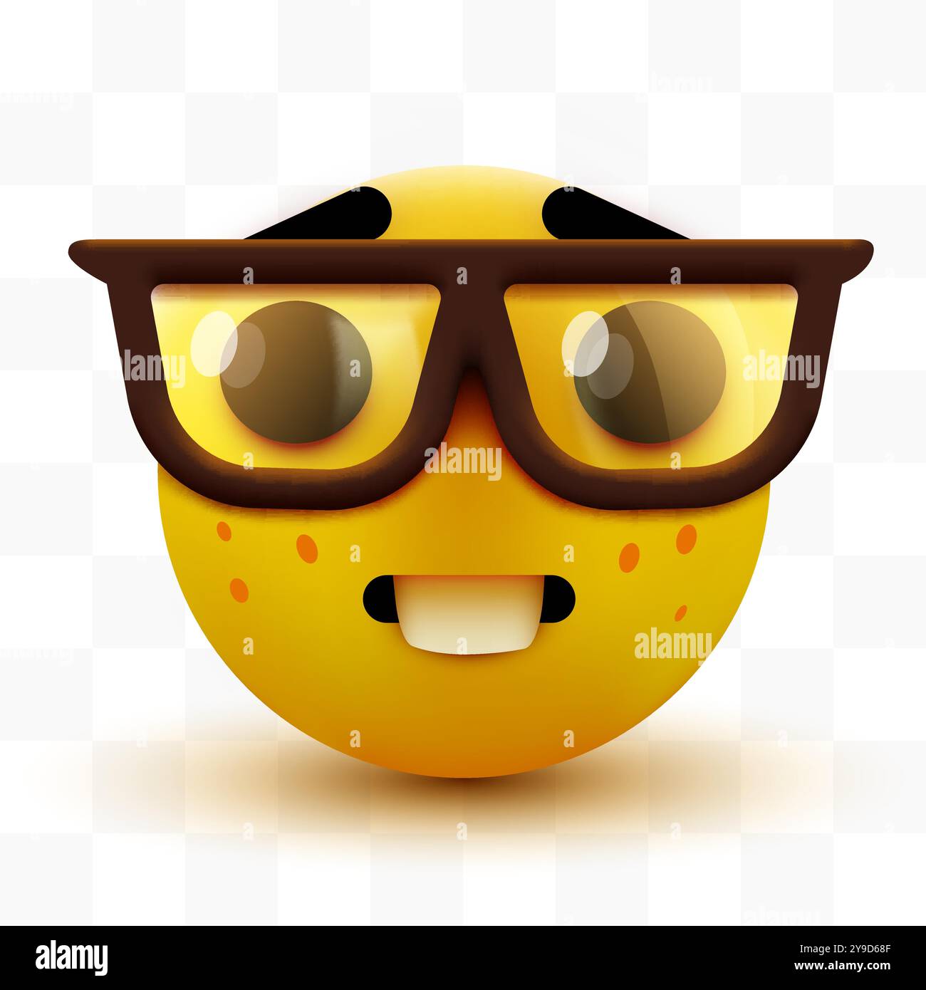 Nerd face emoji, clever emoticon with glasses. Geek or student. Vector illustration Stock Vector ...