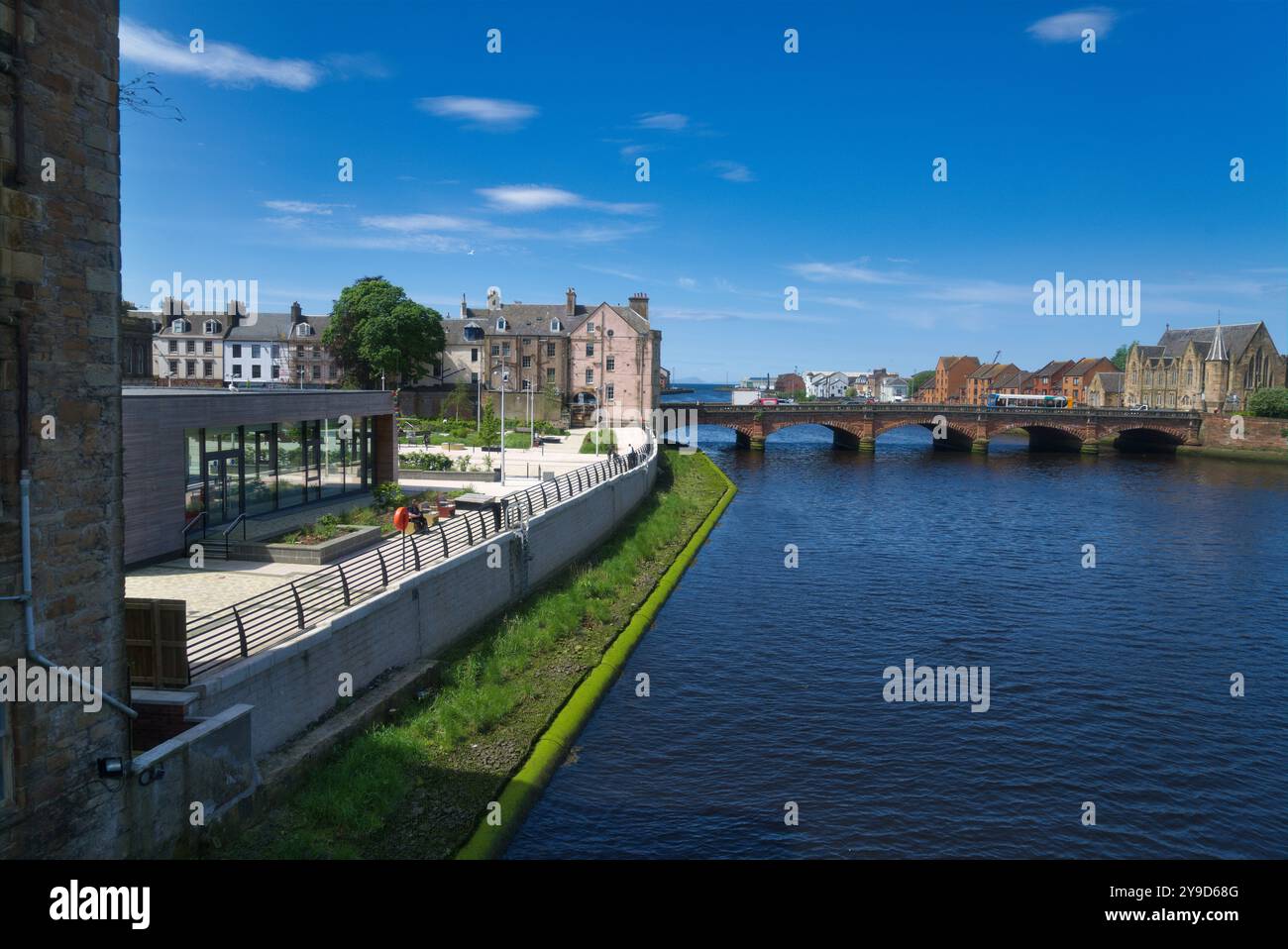 Photograph shows River Ayr flowing through Ayr town. Beautiful clear ...