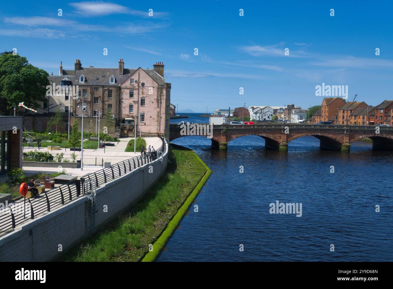Photograph shows River Ayr flowing through Ayr town. Beautiful clear ...