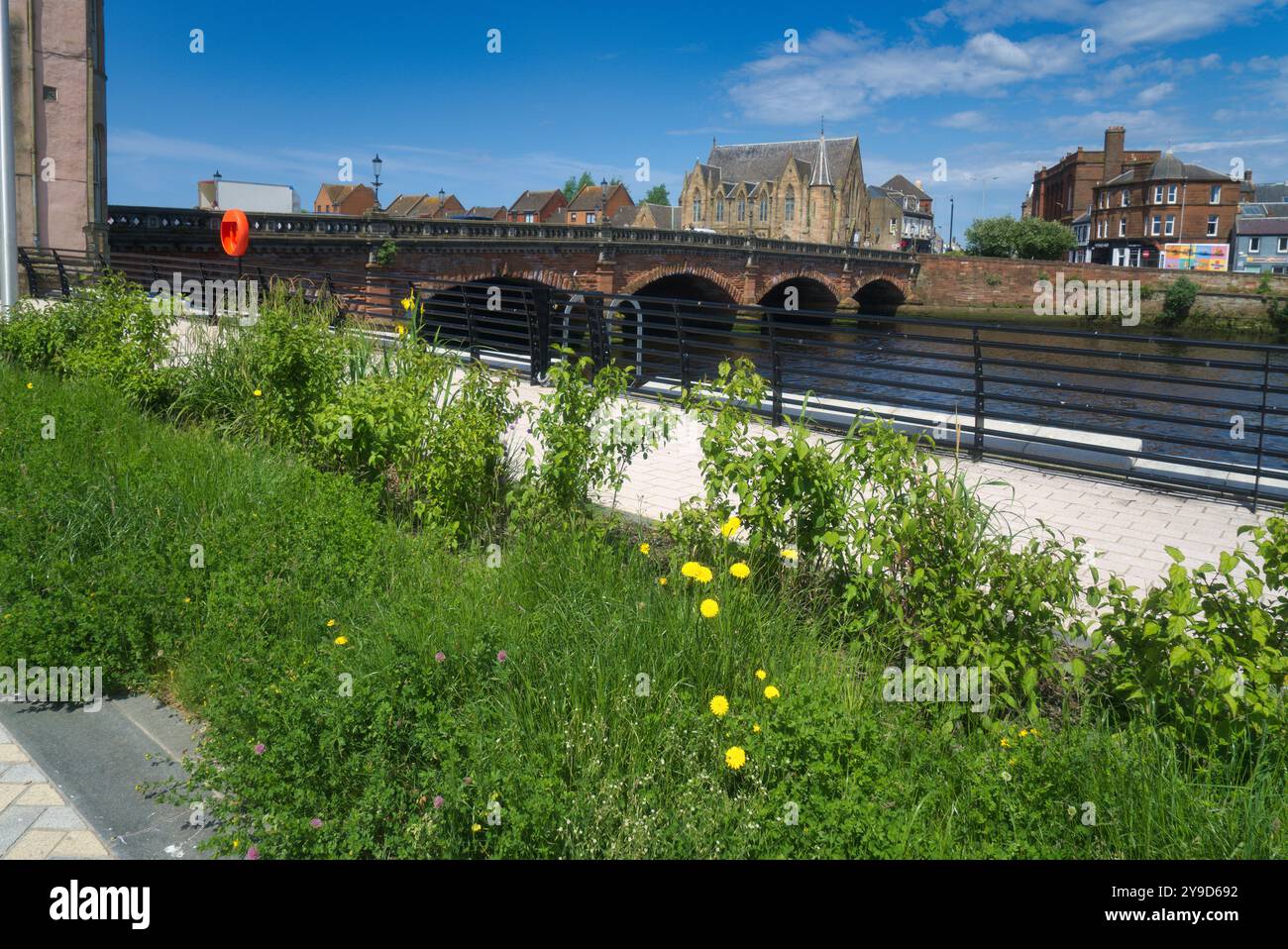 Photograph shows River Ayr flowing through Ayr town. Beautiful clear ...