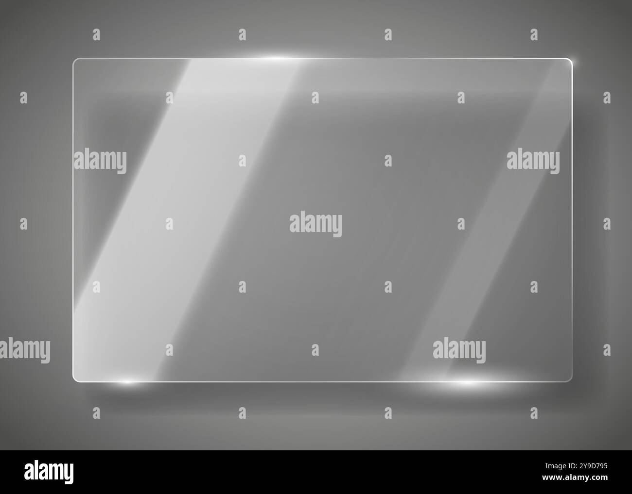 Realistic horizontal transparent glass frame with shadow. Modern ...