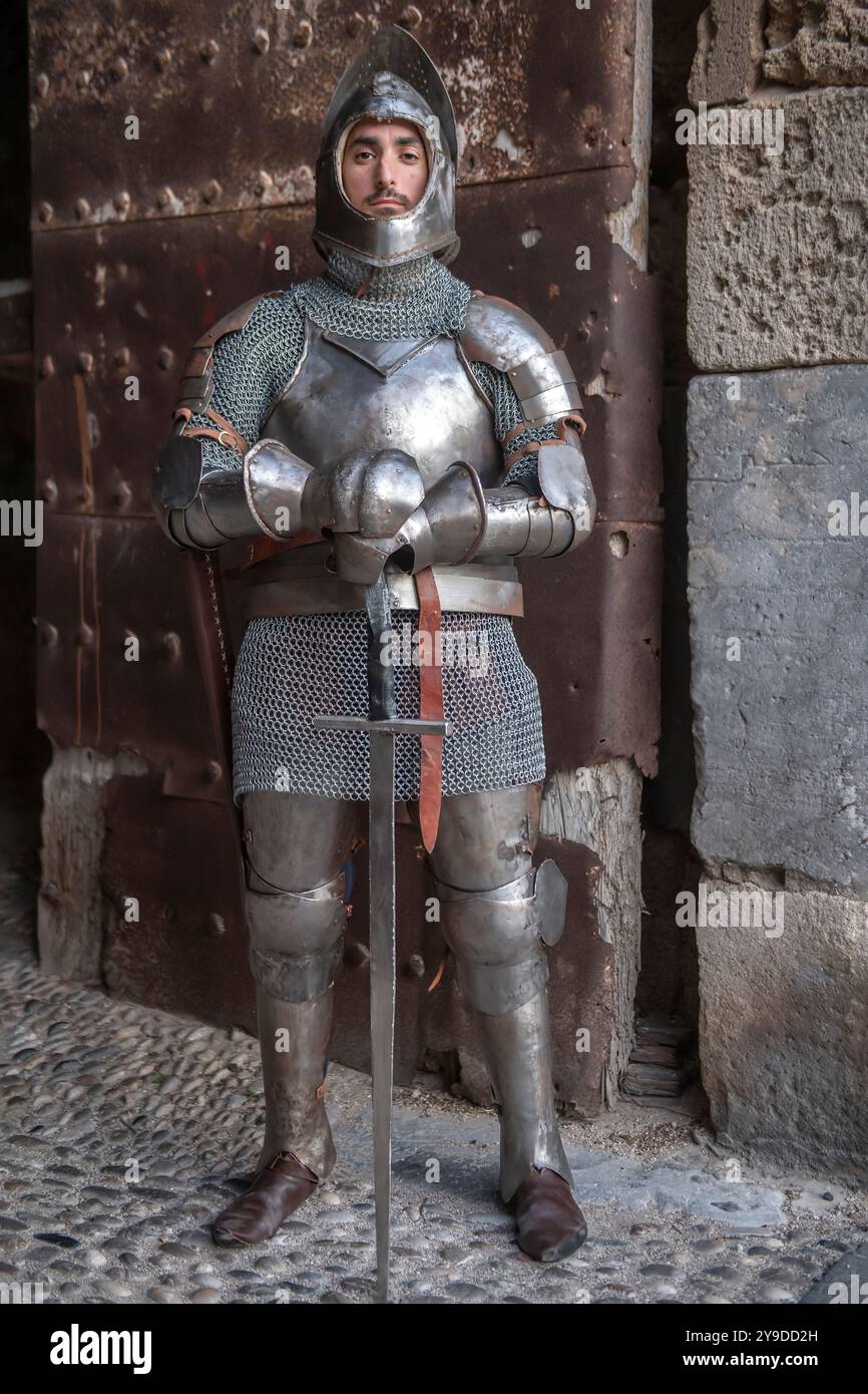 A portrait of a member of the Rhodes Medieval Rose Association Knights ...