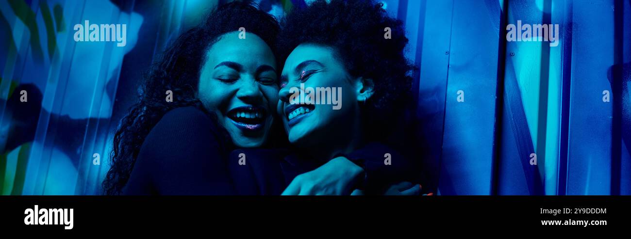 Friends share laughter and warmth in a vibrant urban setting filled ...