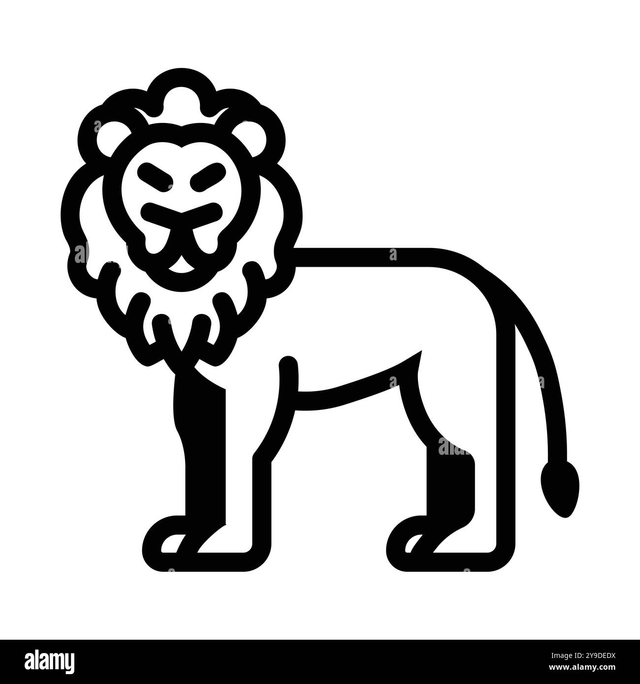 A striking stylized illustration of a lion featuring bold lines and ...