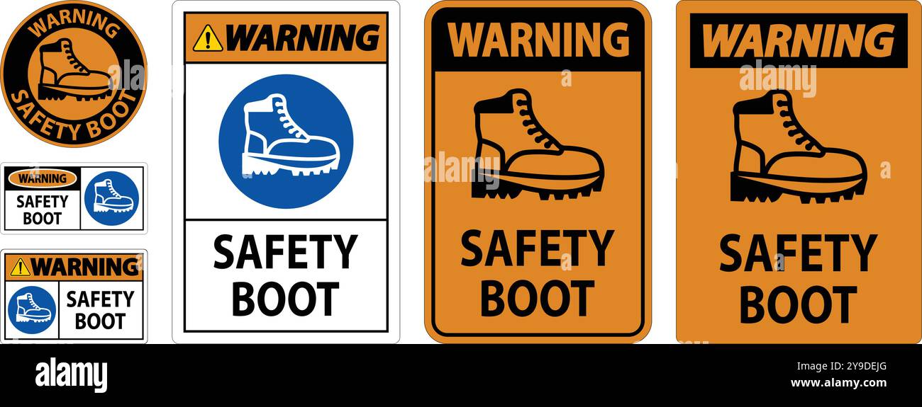 Safety boot sign designed to indicate the importance of wearing ...