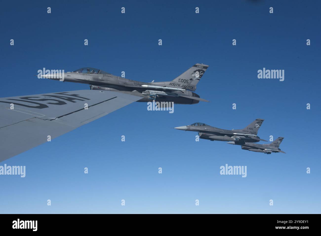 A group of U.S. Air Force F-16 fighter jets from the South Dakota Air ...