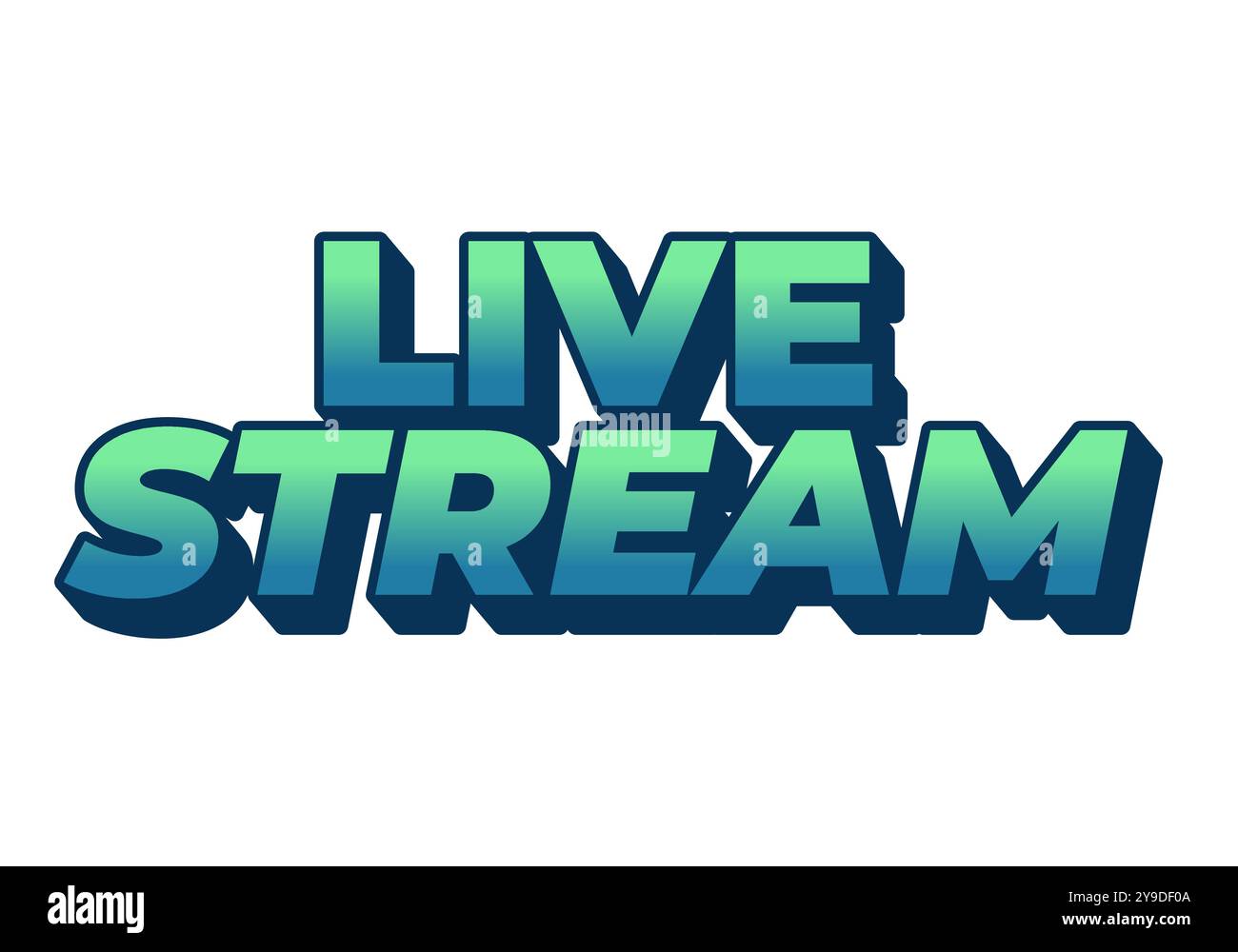 Live stream. Text effect design in 3D style with eye catching colors ...