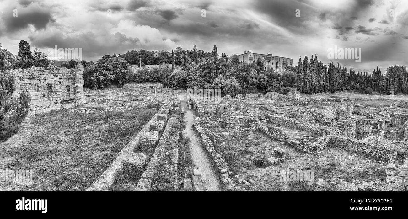 NICE, FRANCE - AUGUST 12: Ancient roman ruins in the archaeological ...