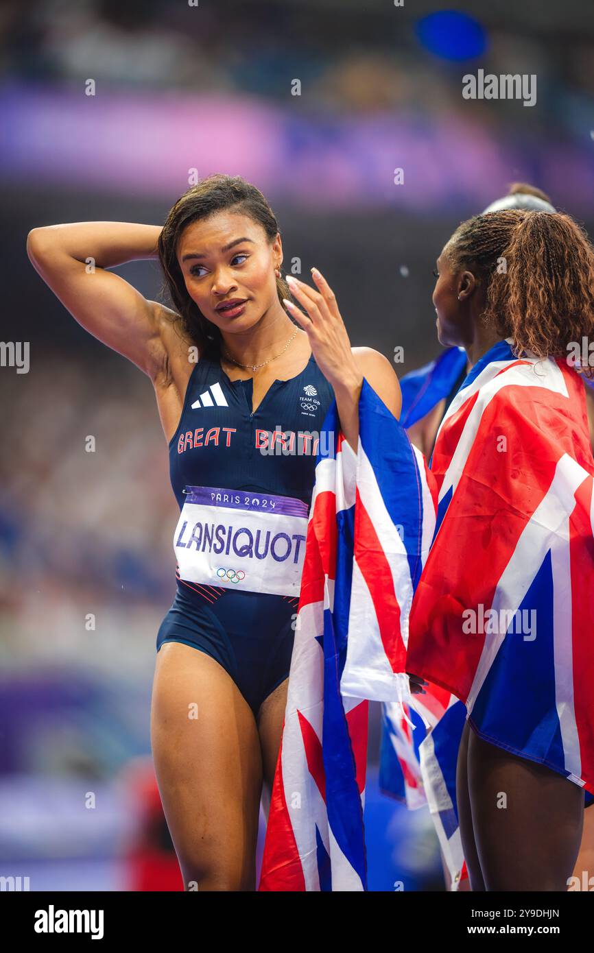 Imani-Lara Lansiquot participating in the 4X100 meters relay at the ...