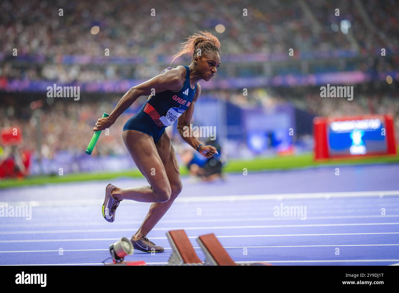 Dina Asher-Smith participating in the 4X100 meters relay at the Paris ...