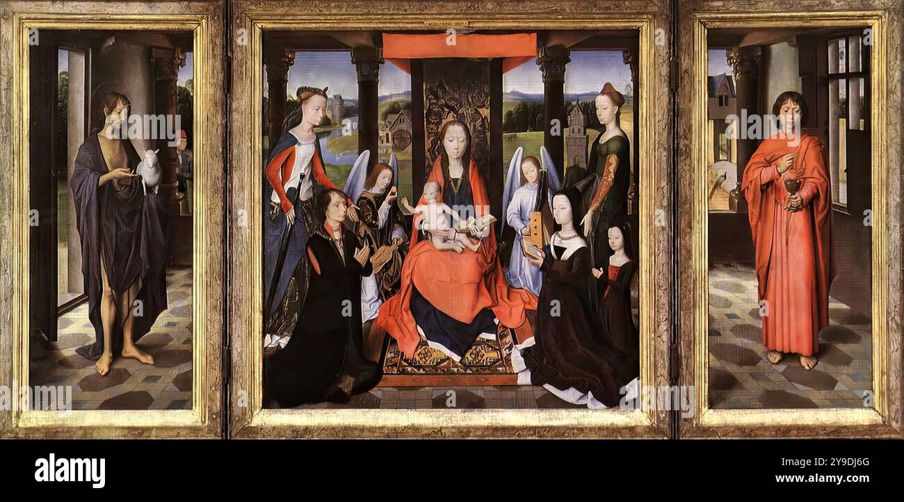 MEMLING, Hans (b. ca. 1440, Seligenstadt, d. 1494, Bruges) The Donne Triptych c. 1475 Oil on oak ...