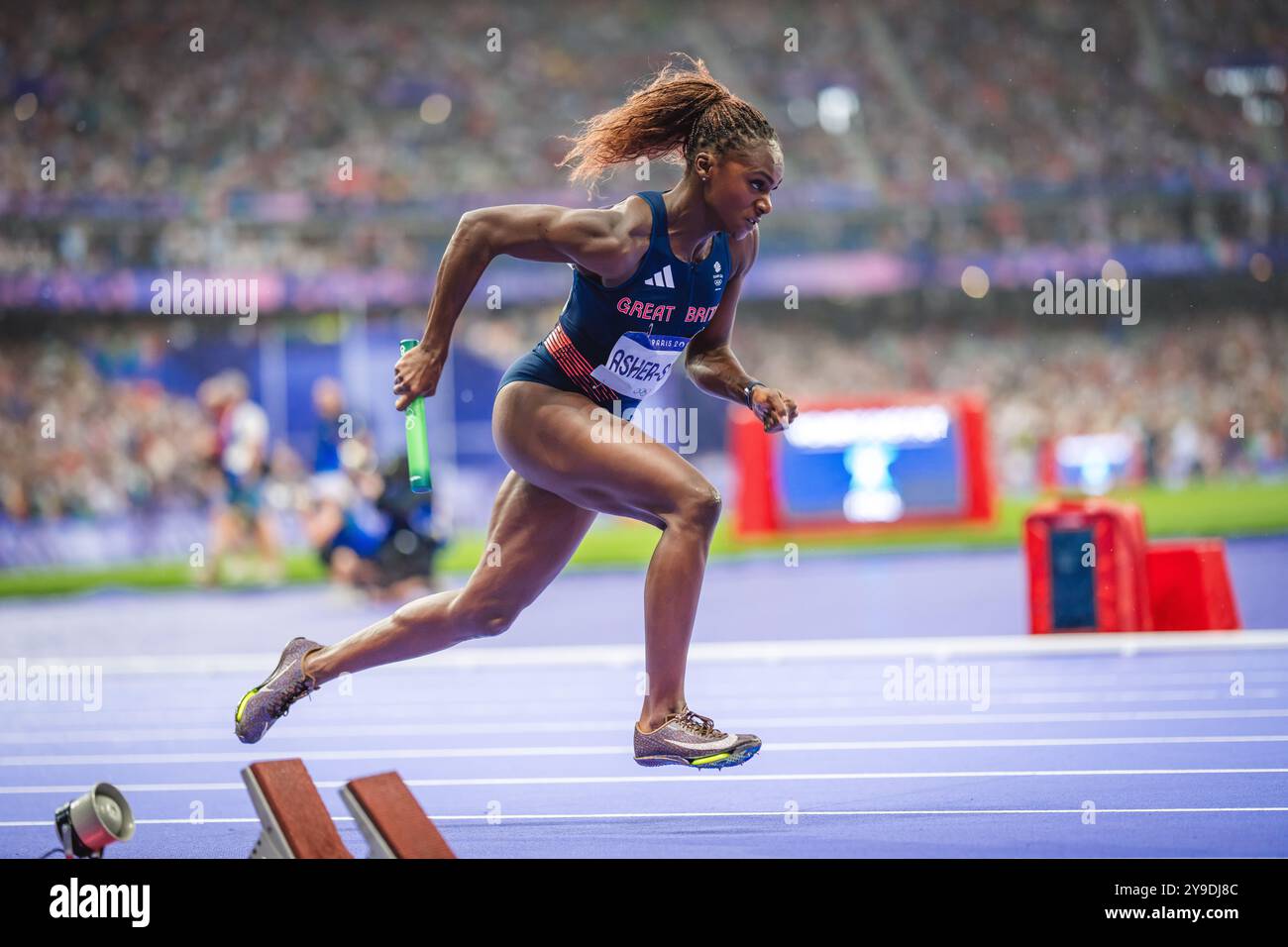 Dina Asher-Smith participating in the 4X100 meters relay at the Paris ...