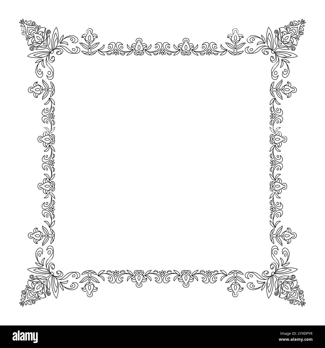 Hand-drawn frame with a vintage elegant floral and ornamental design ...