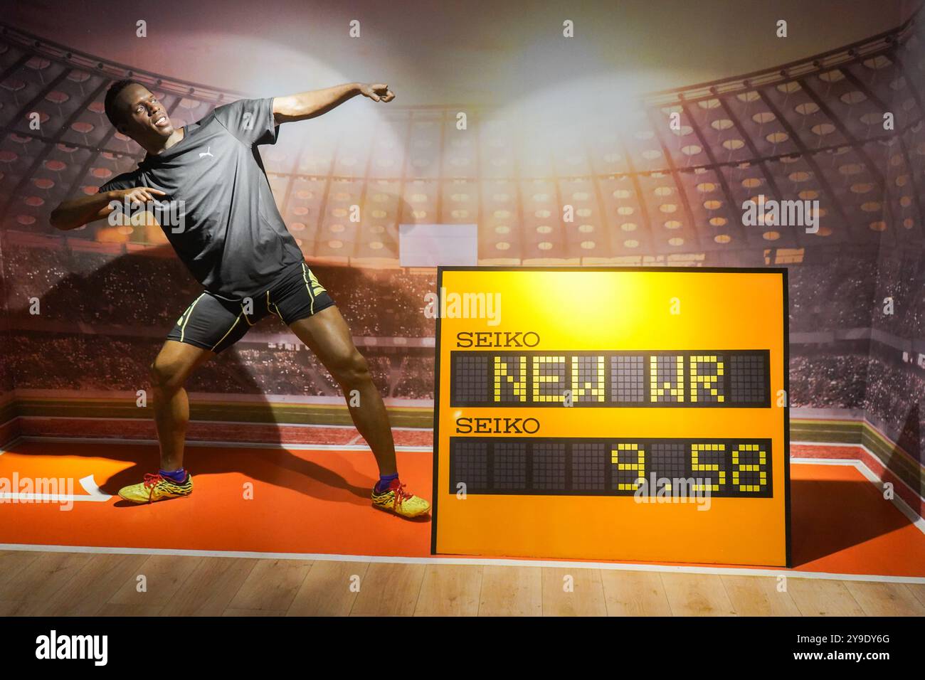 Wax figure of Jamaican athlete Usain Bolt, Polonia Wax Museum, Krakow ...