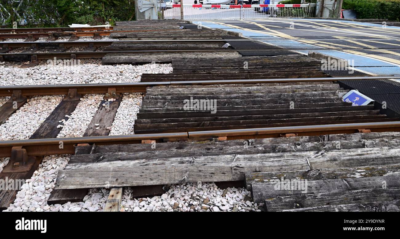 Anti-trespass arris rails alongside the level crossing at Kingswear ...