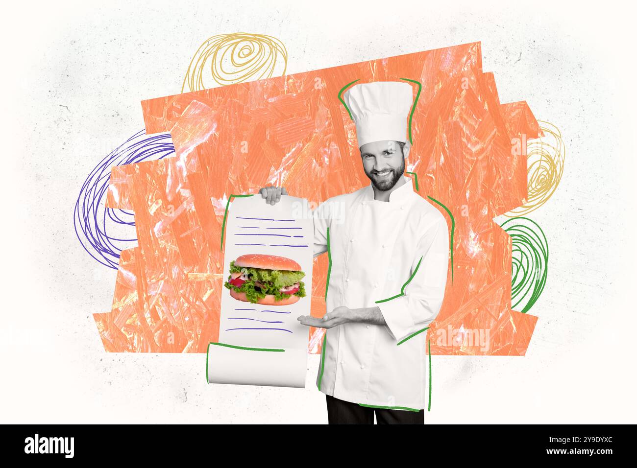 Composite trend artwork sketch image 3D collage of worker business ...