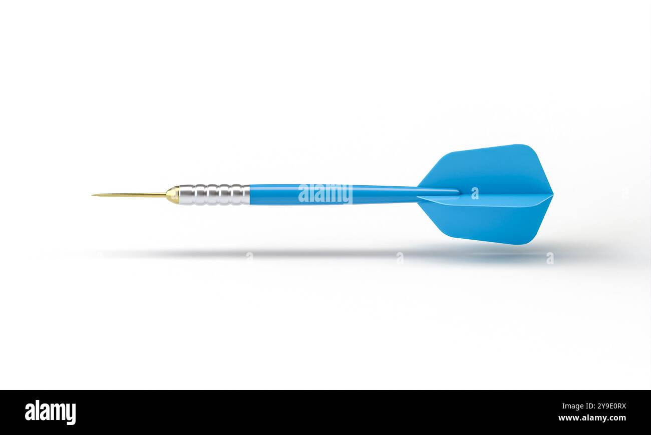 Blue dart pointing left side, ready to hit the target on white 3d Stock ...