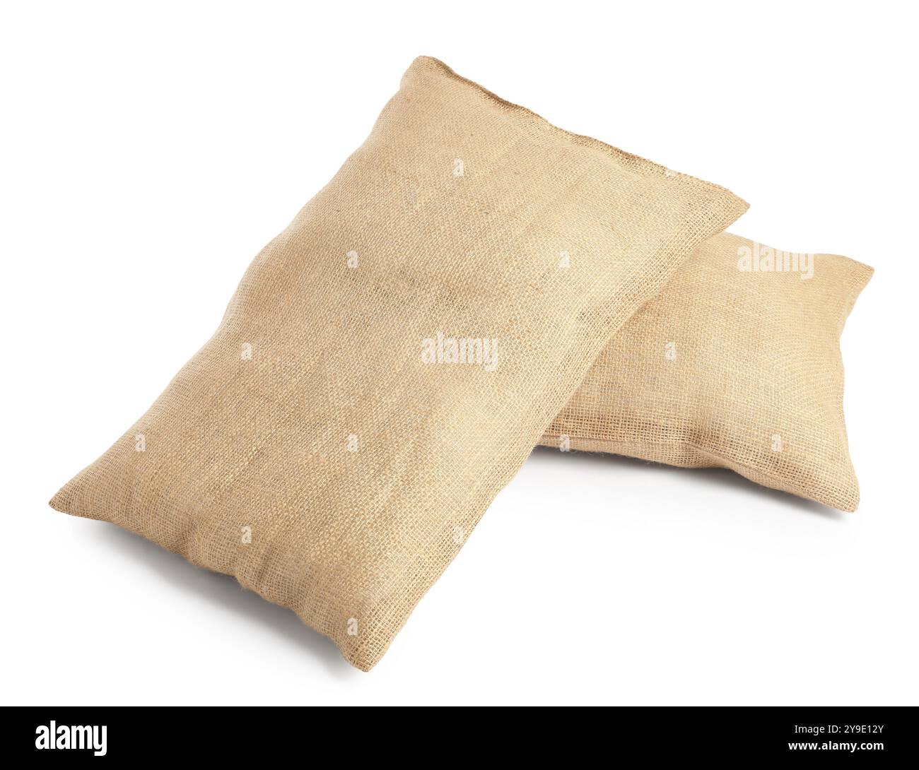Two natural burlap sacks isolated on white Stock Photo - Alamy