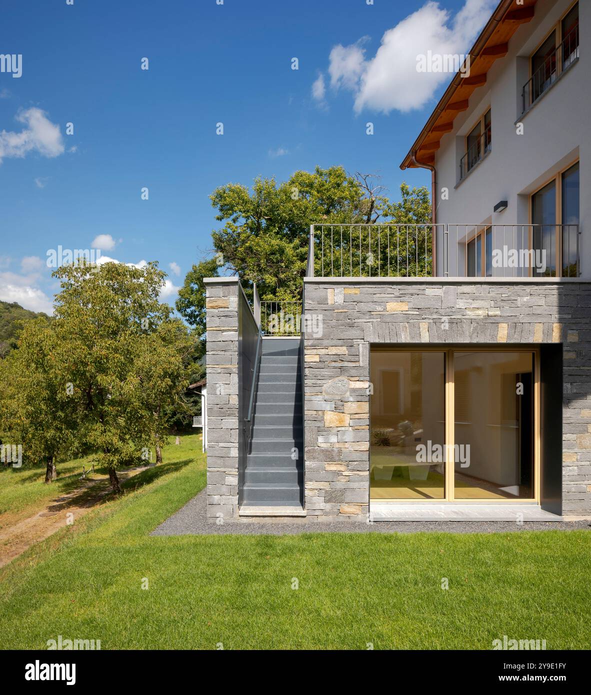 Front view of a newly finished house with bedroom with direct access to ...