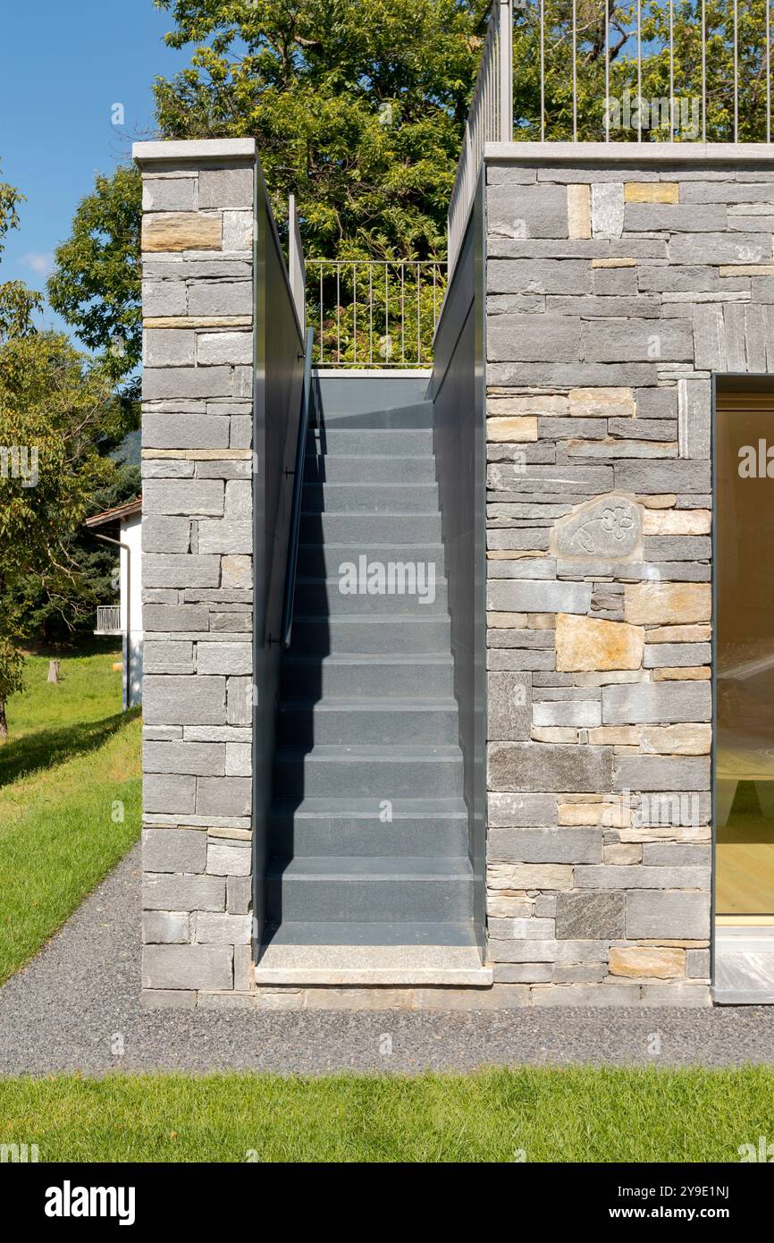 Newly finished house detail of an external staircase leading to the ...