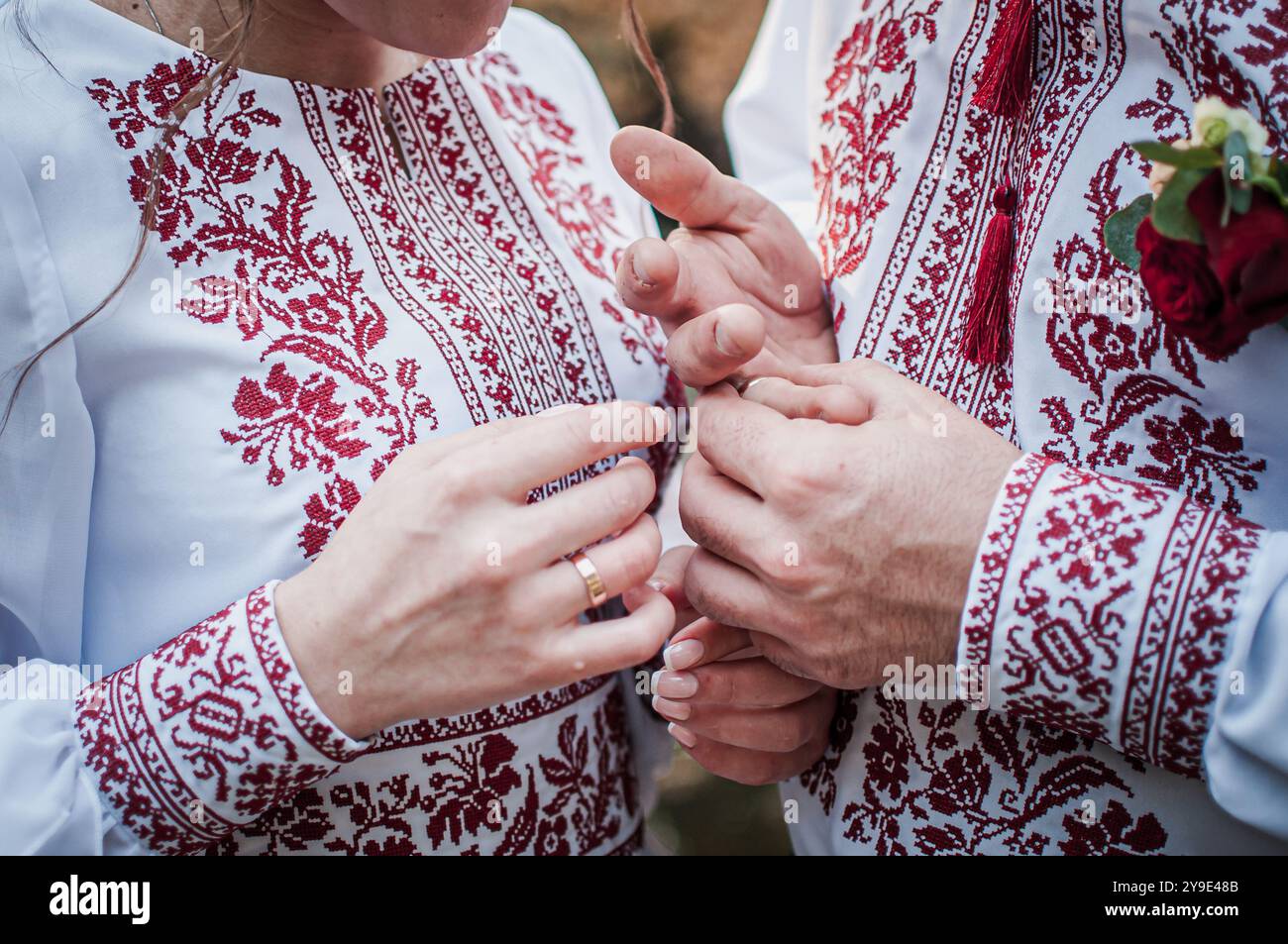 Cultural Romance: A Close-Up of Traditional Ukrainian Wedding Attire ...
