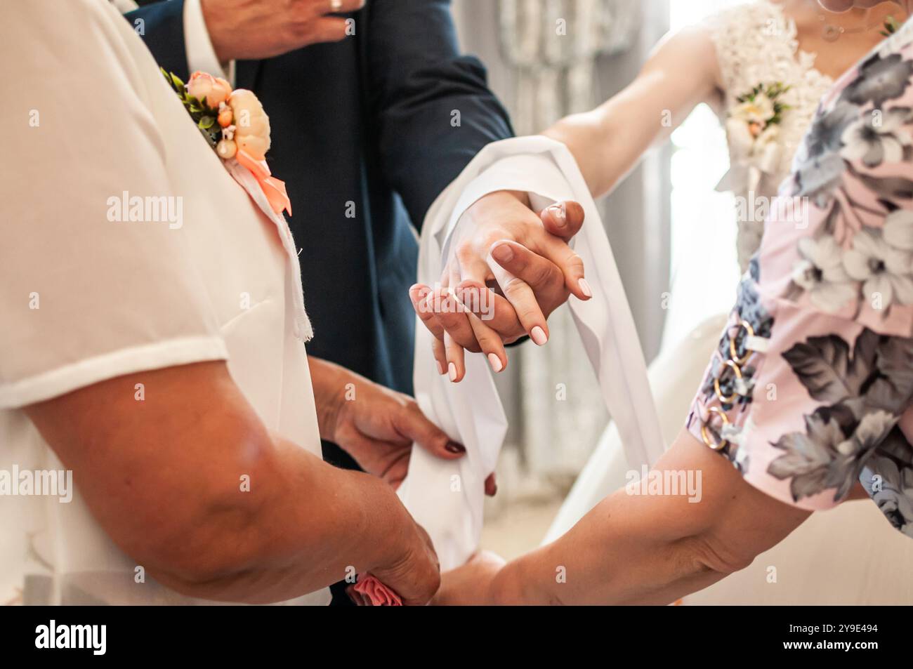 A Touching Moment of Unity in Wedding Ceremony Handbinding Stock Photo ...