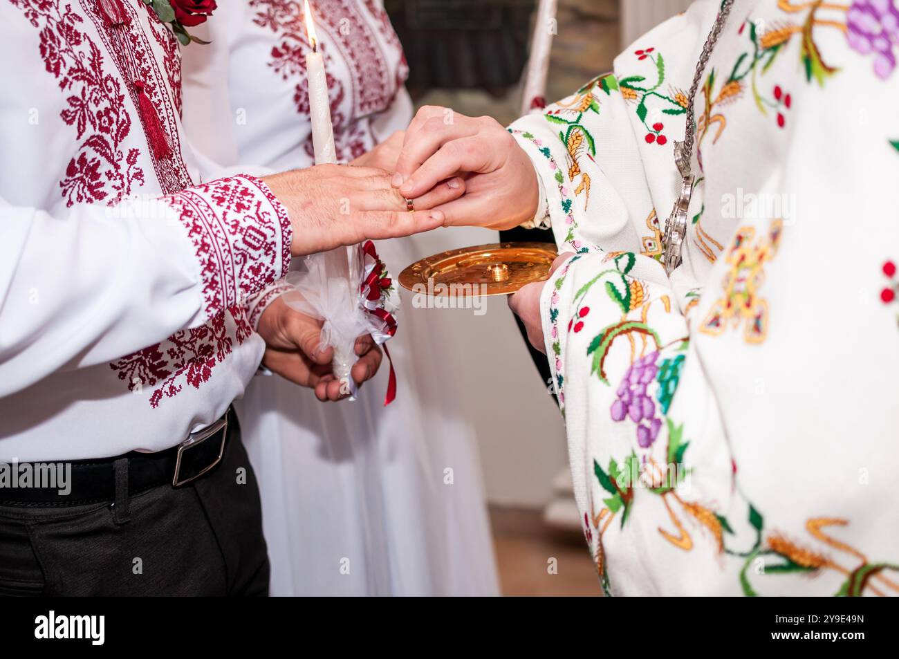 Traditional Ukrainian Wedding Ceremony with Decorative Attire and Ring ...