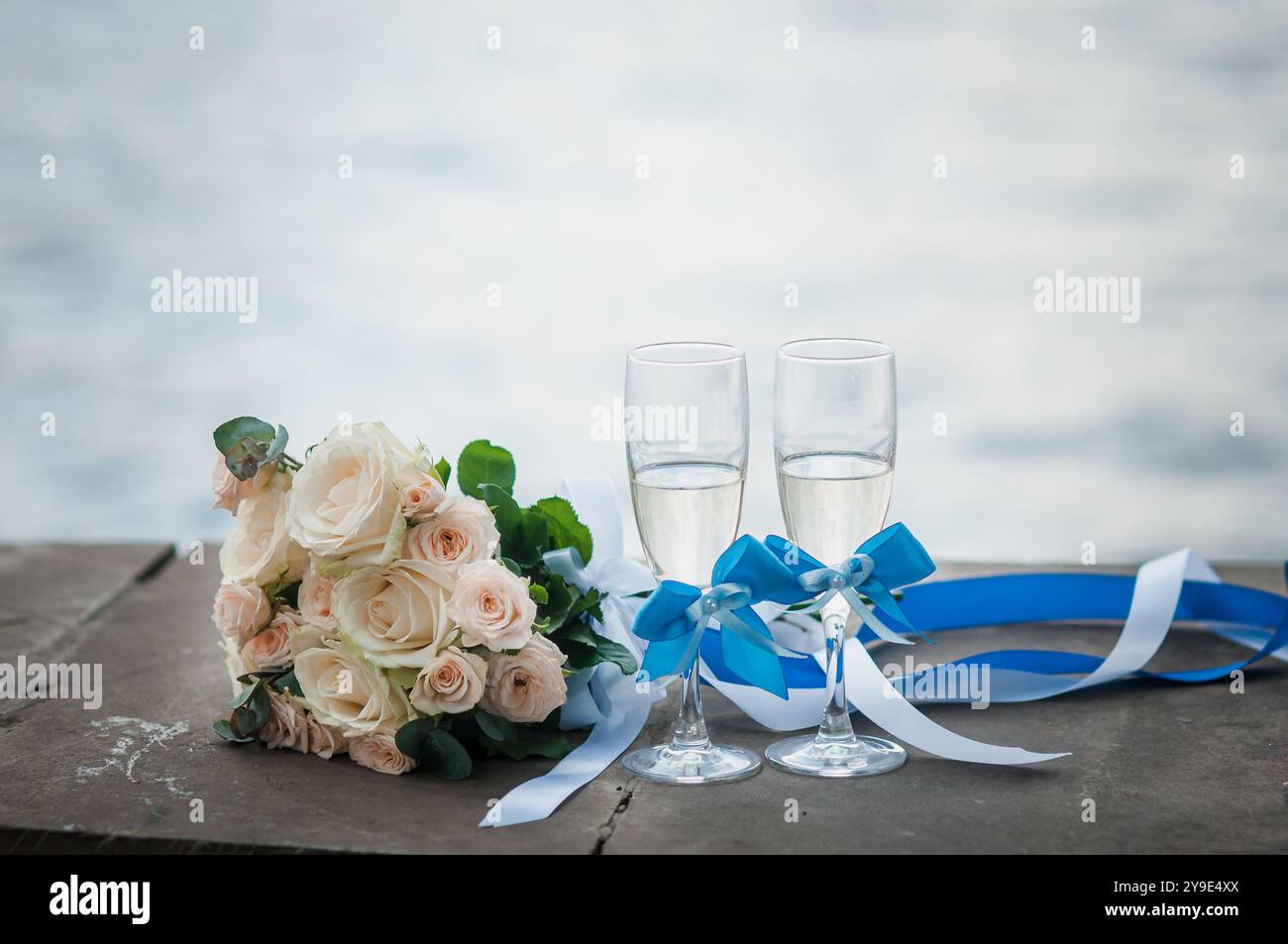 Elegant Wedding Toast with Floral Décor and Romantic Setting Stock ...