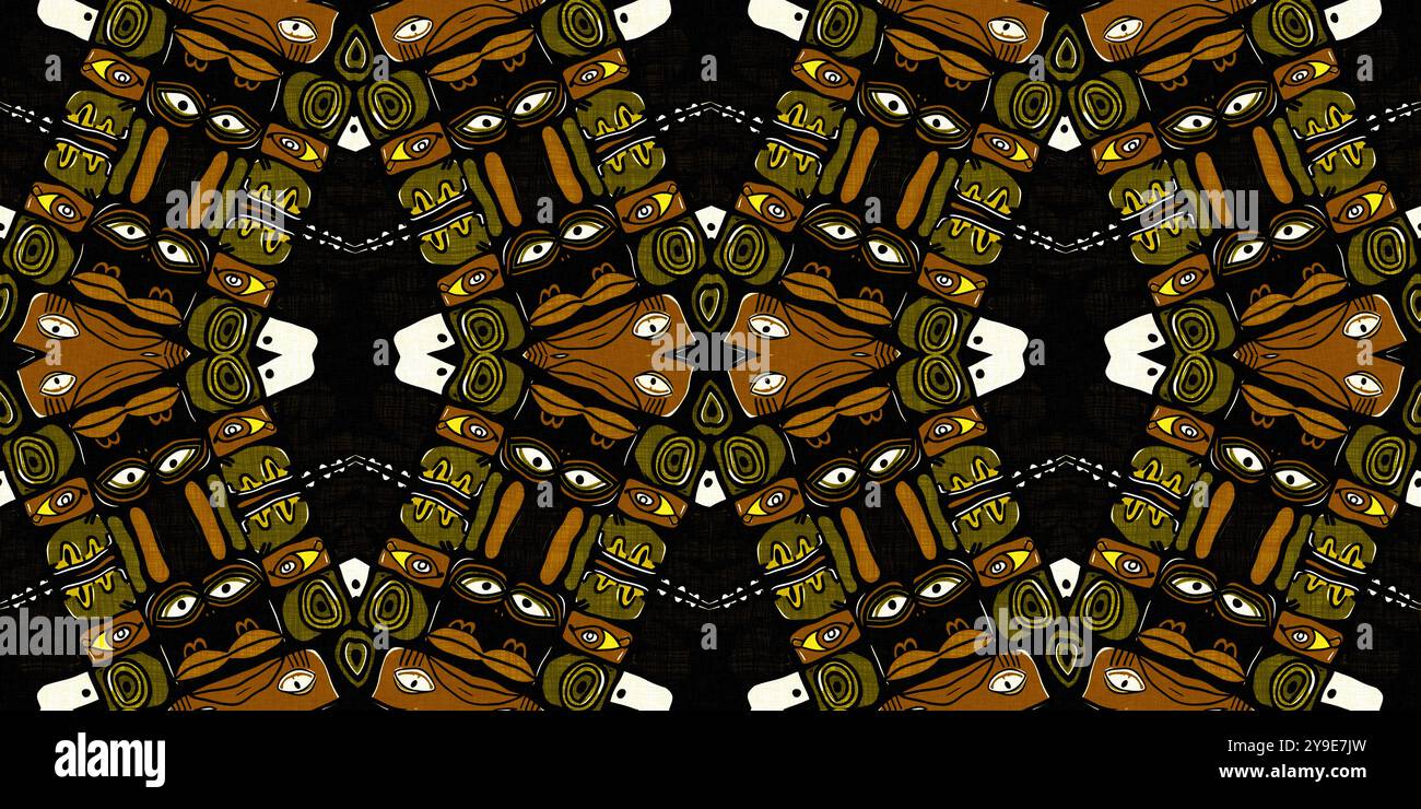 Modern tribal shape mud cloth border effect seamless pattern. Stylized ...