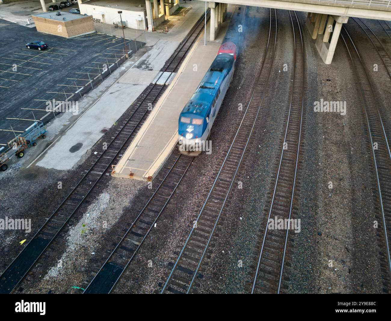 Aerial drone view moving train hi-res stock photography and images - Alamy