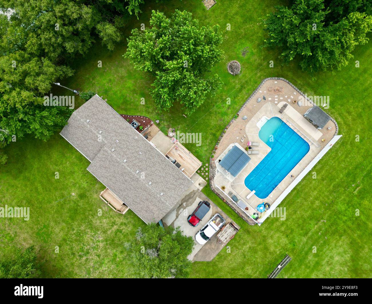 top down view of house and pool Stock Photo - Alamy