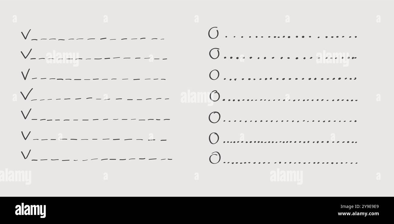 Collection of vector isolated outline hand drawn check to do list ...