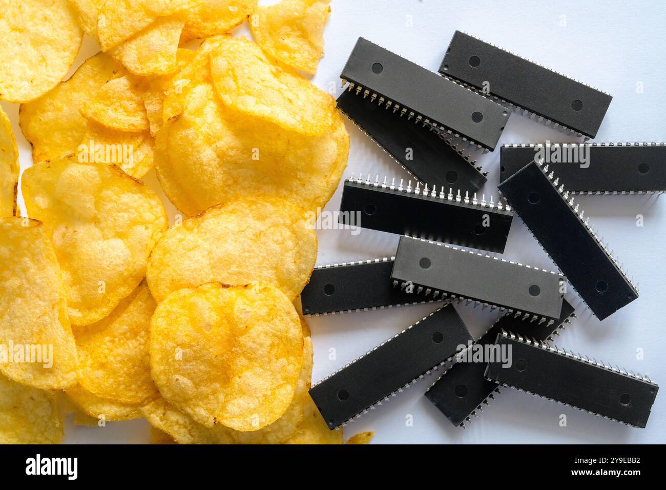 Microchips and potato chips conceptually contrast the intersection of ...