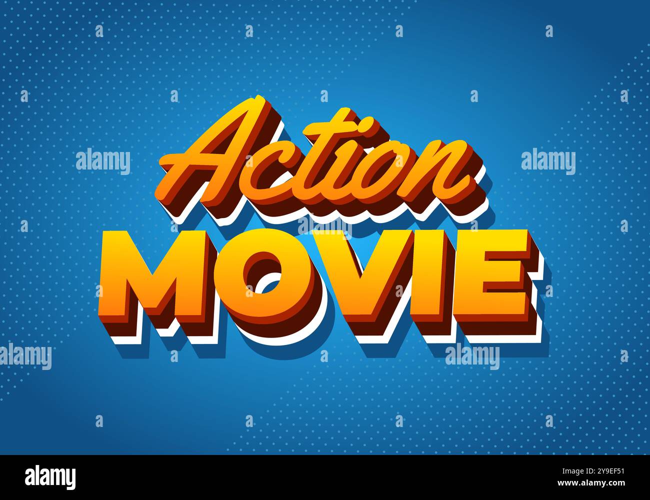 Action movie. Text effect design in 3D look with modern colors Stock ...