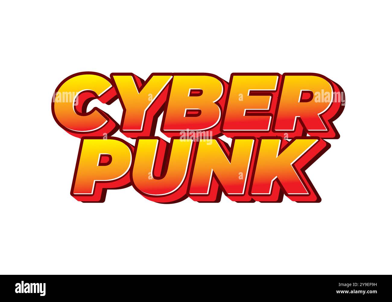 Cyber punk. Text effect design in bold fonts with 3D style Stock Vector ...