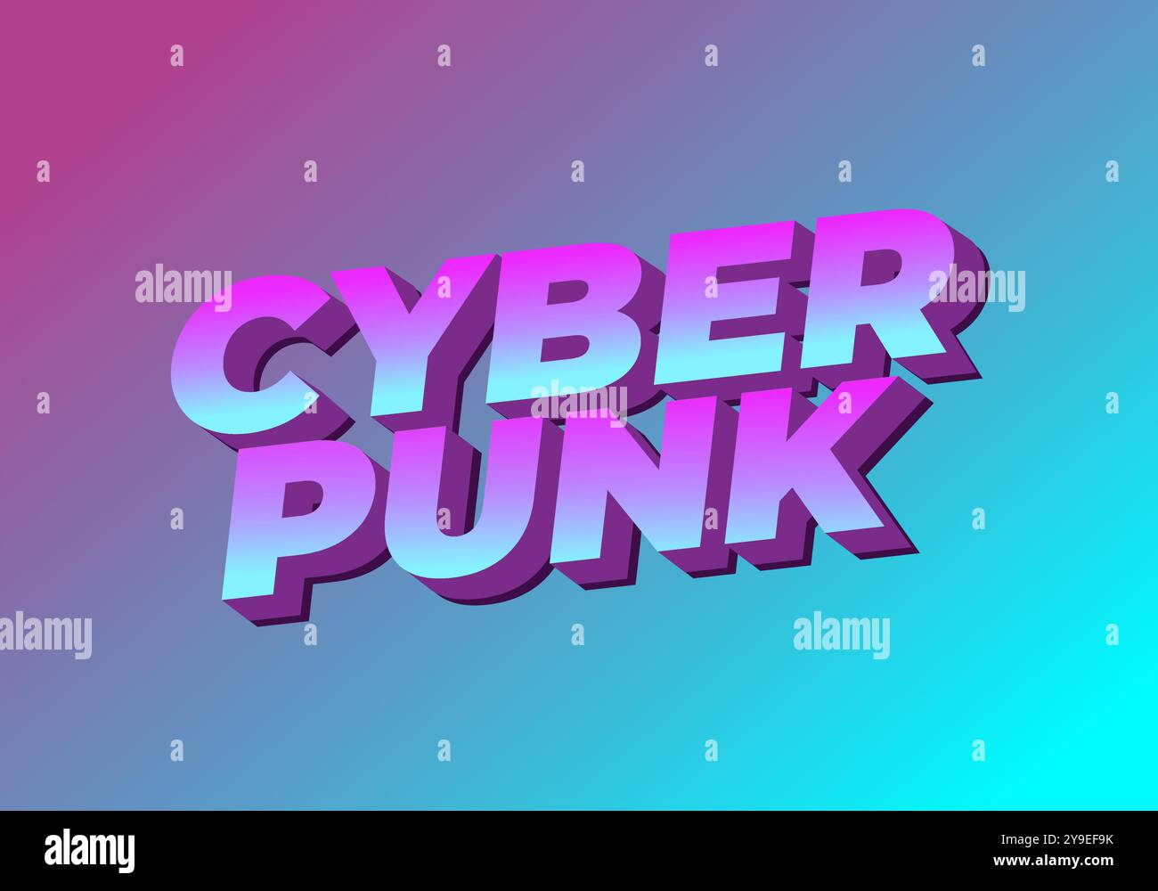 Cyber punk. Text effect design in bold fonts with 3D style Stock Vector ...