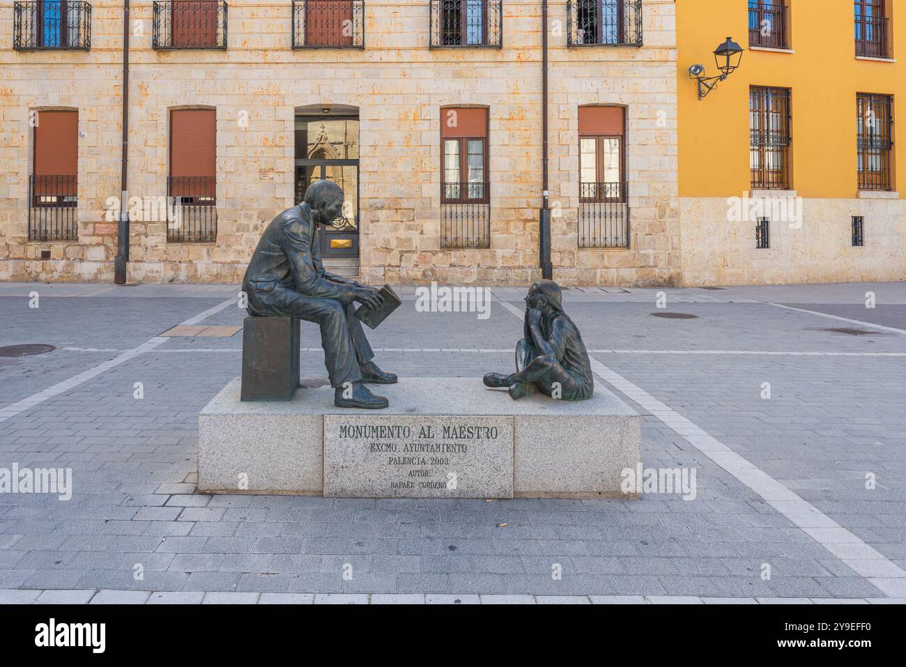 Palencia, Spain A bronze statue known as Monumento al Maestro, Monument ...