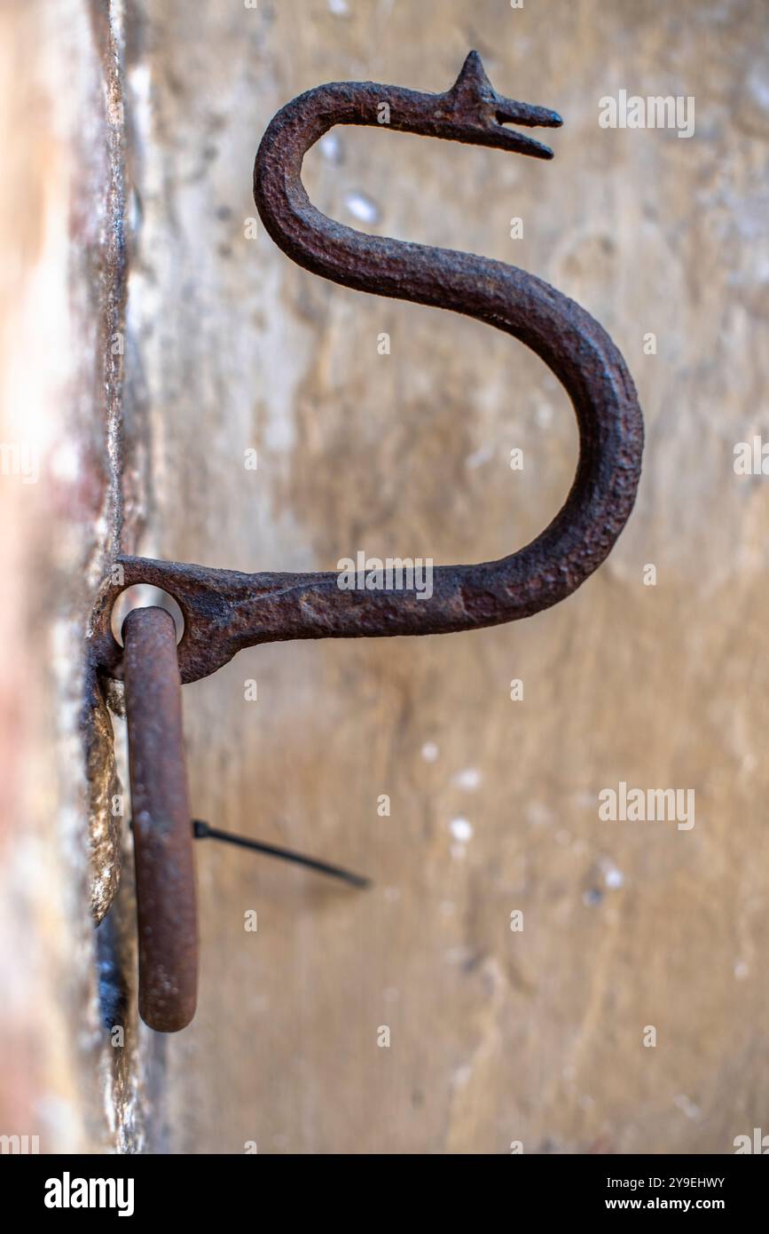 ancient hook for tying horses in the shape of a snake comes out of the ...