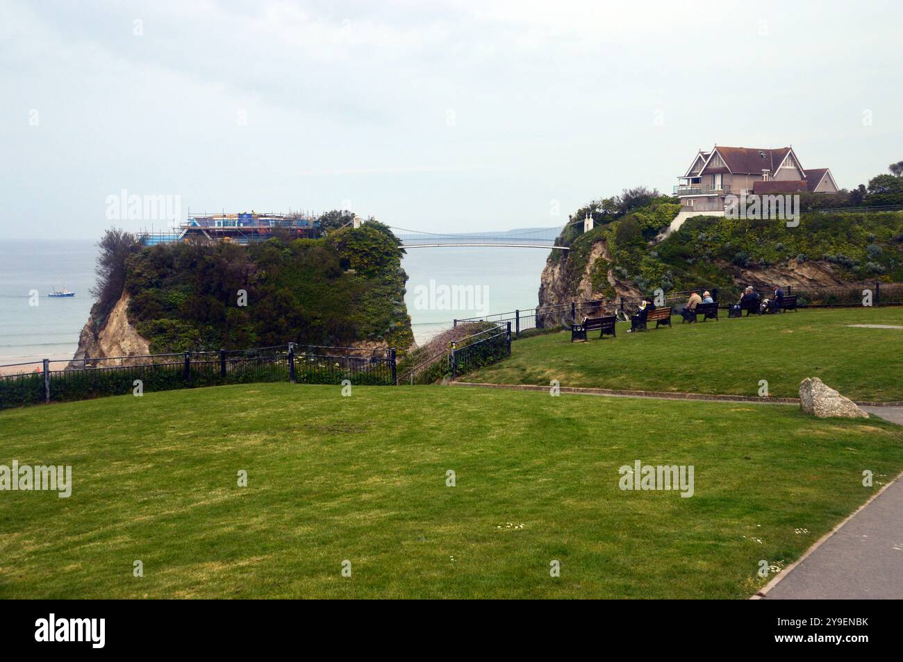 People Sitting by the Footbridge to 'The Island' (Towan Island) on ...