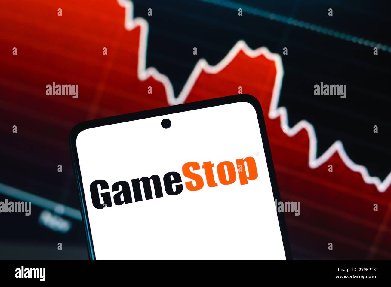 July 21, 2024, Paraguay. In this photo illustration, the GameStop logo ...