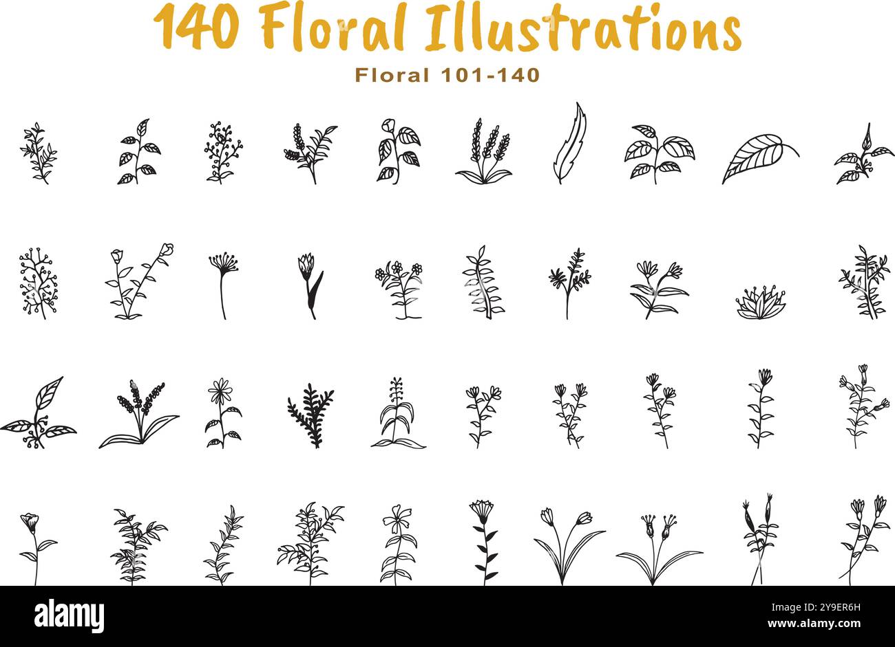 Hand Drawn Floral vectors Stock Vector Image & Art - Alamy