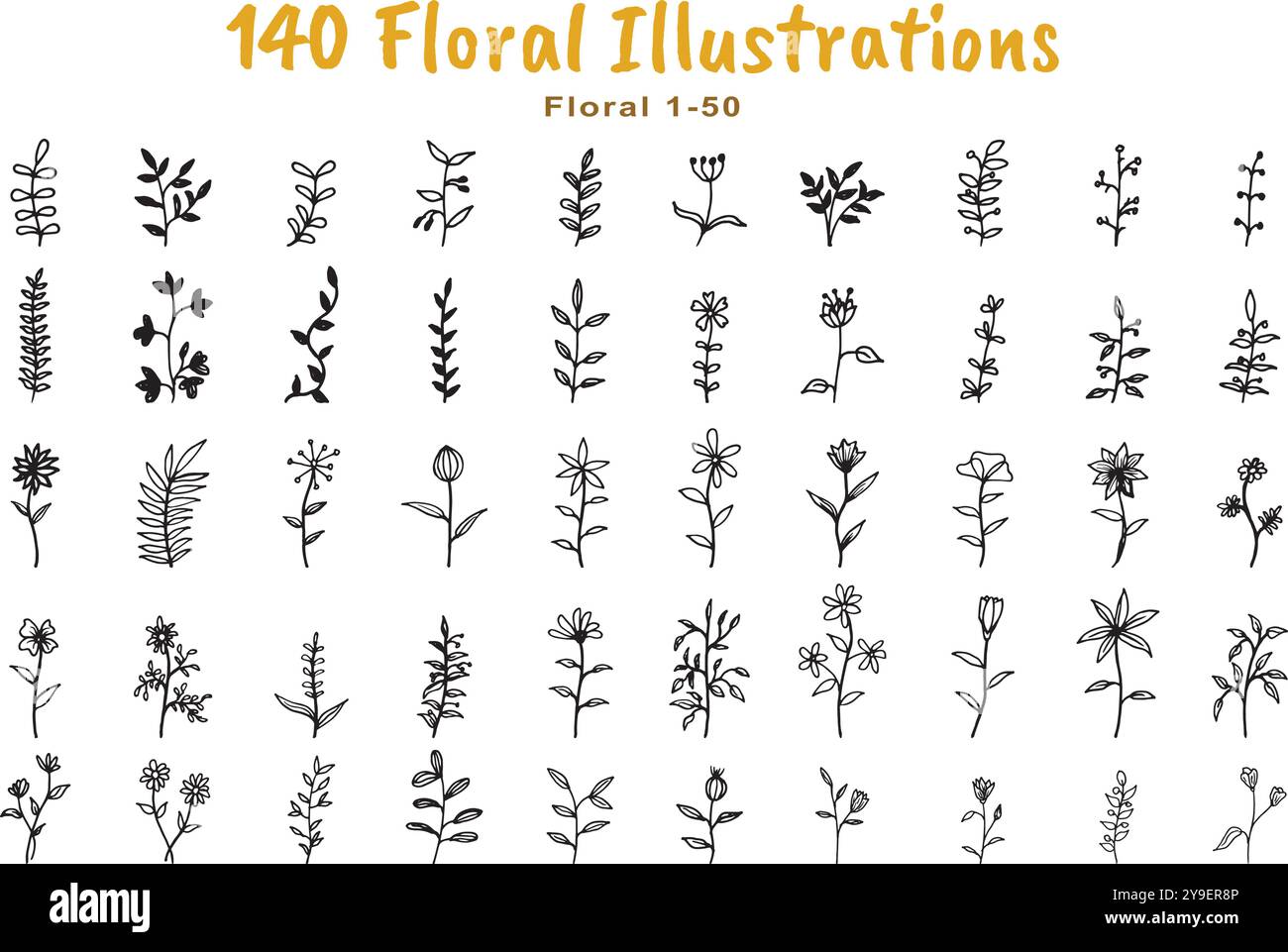 Hand Drawn Floral vectors Stock Vector Image & Art - Alamy