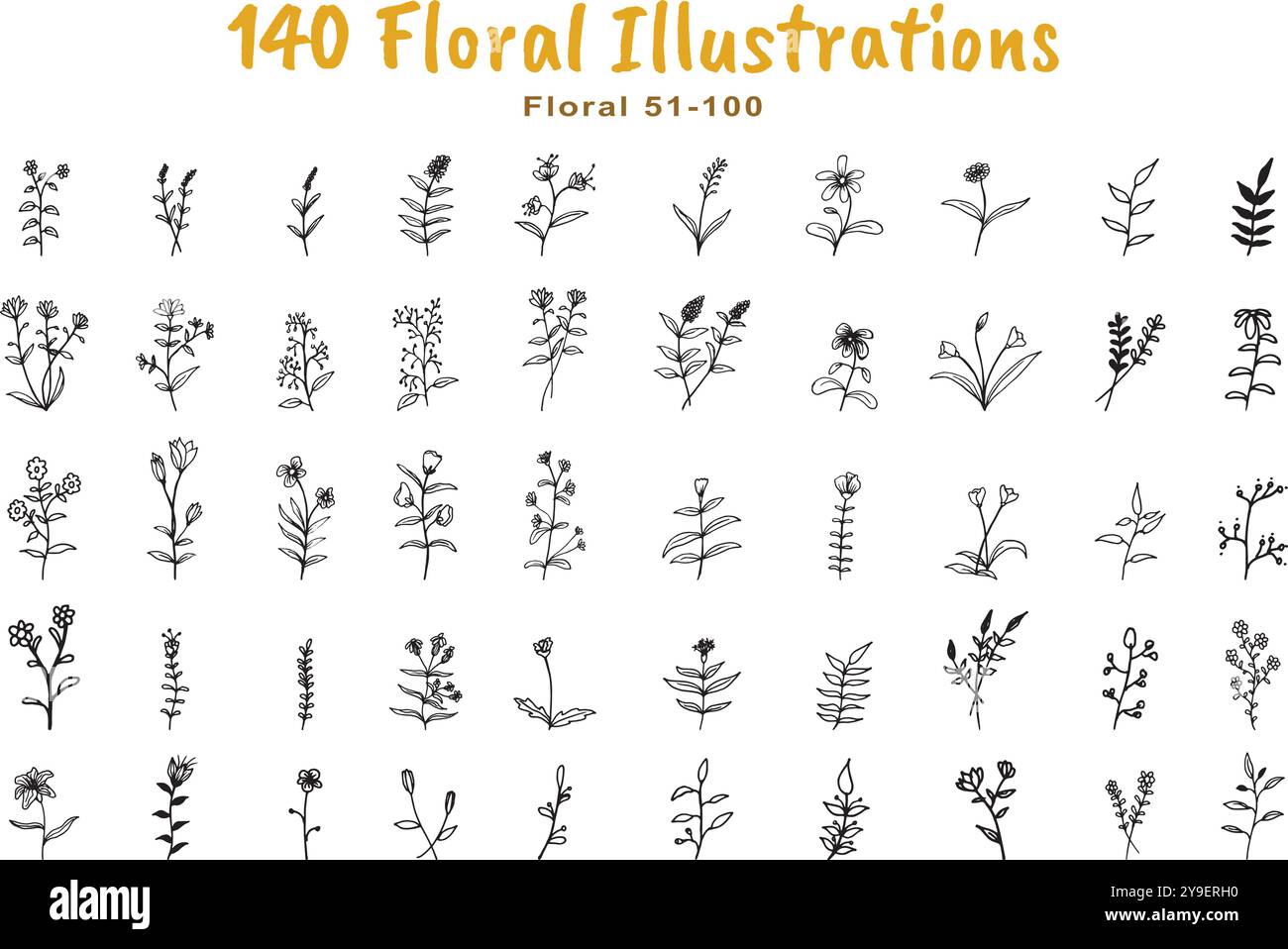 Hand Drawn Floral vectors Stock Vector Image & Art - Alamy