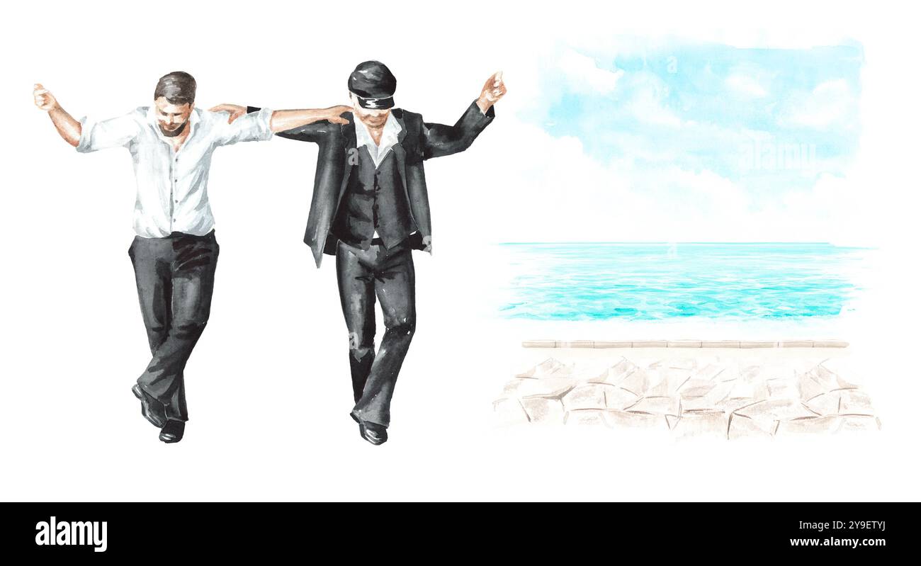 Sirtaki. Greek dancers perform a traditional national dance set ...