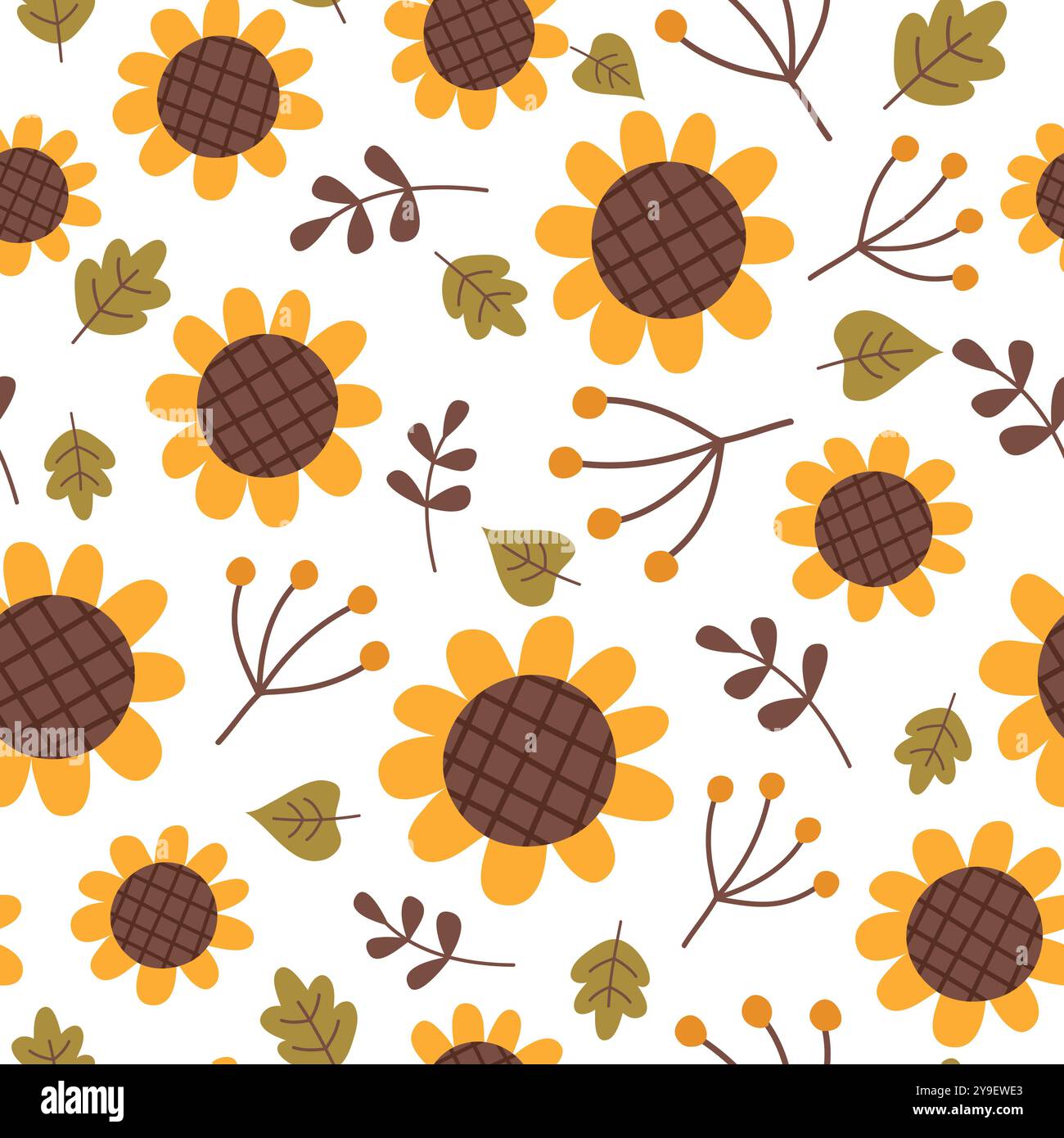 Fall seamless pattern. Autumn background with sunflowers. Vector ...