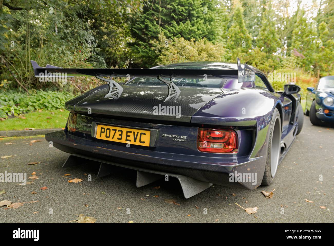 Rear view of a TVR Cerberra Speed 12 Turbo at Samlesbury Hall Stock ...