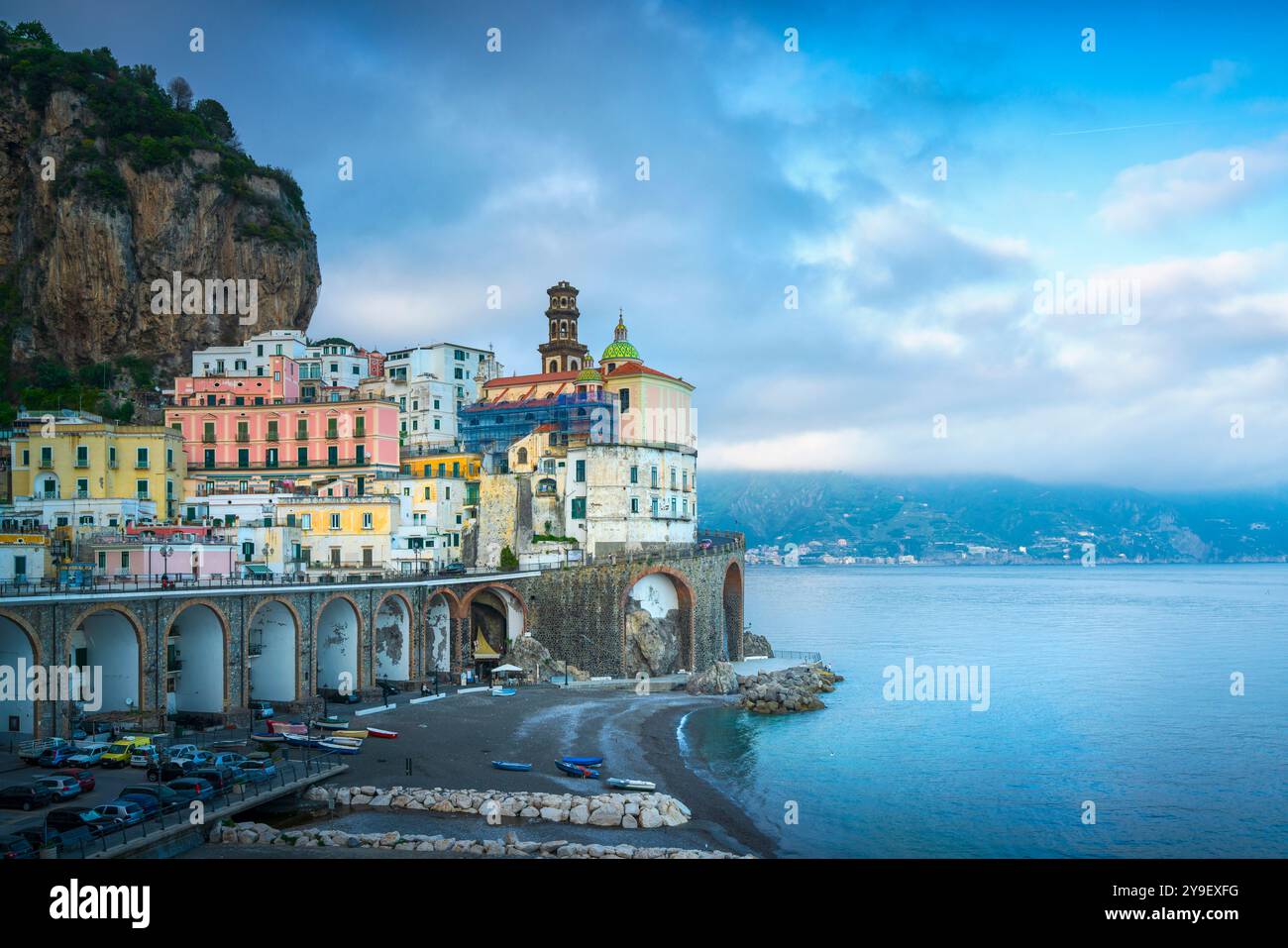 Atrani old town in Amalfi coast, panoramic view. Italy, Europe Stock ...