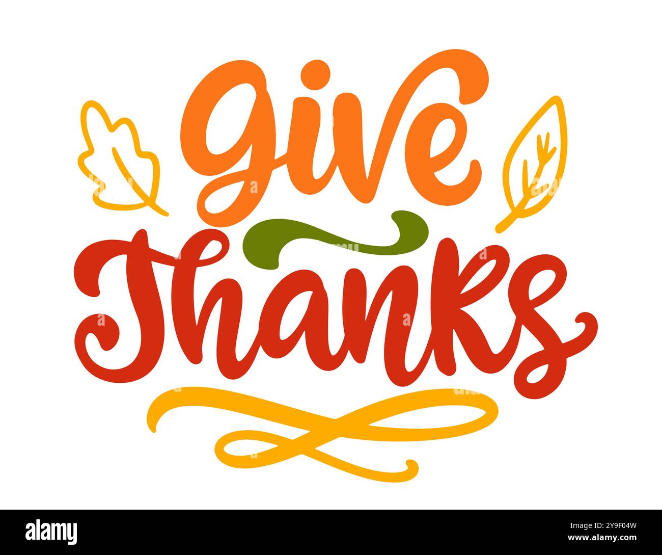 Give Thanks Thanksgiving Day Banner Hand Lettering Stock Vector Image ...